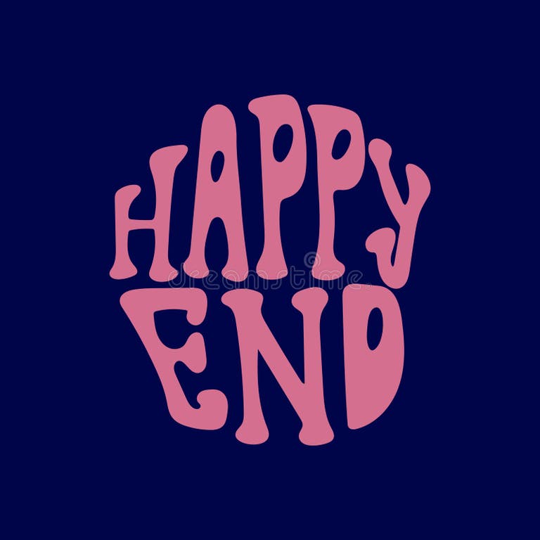 Retro Groovy Typography Design Featuring Bold Happy End Phrase Stock ...