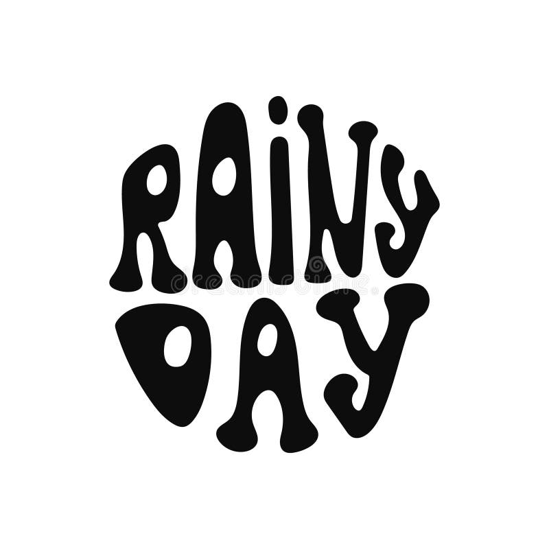 Retro Groovy Typography with Playful Lettering on Rainy Day Theme Stock ...