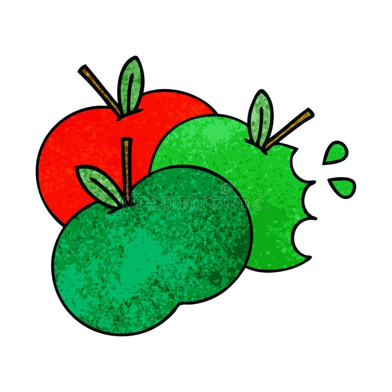 Retro Grunge Texture Cartoon of a Apples Stock Vector - Illustration of ...