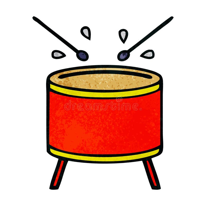 Retro Grunge Texture Cartoon Beating Drum Stock Vector - Illustration ...