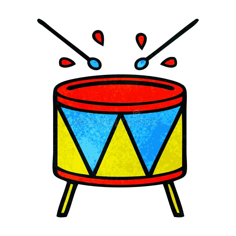 Retro Grunge Texture Cartoon Beating Drum Stock Vector - Illustration ...