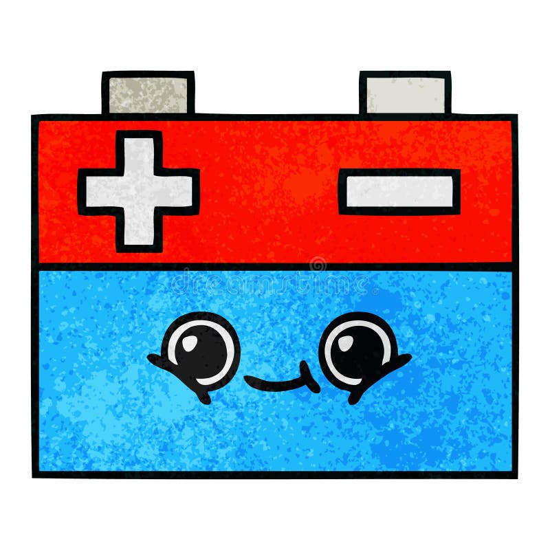 Retro Grunge Texture Cartoon Car Battery Stock Vector - Illustration of ...