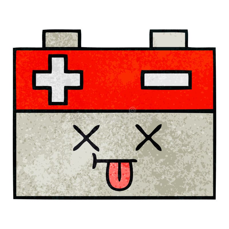 Retro Grunge Texture Cartoon Car Battery Stock Vector - Illustration of ...