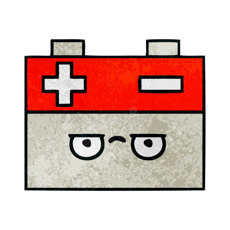 Retro Grunge Texture Cartoon Car Battery Stock Vector - Illustration of ...