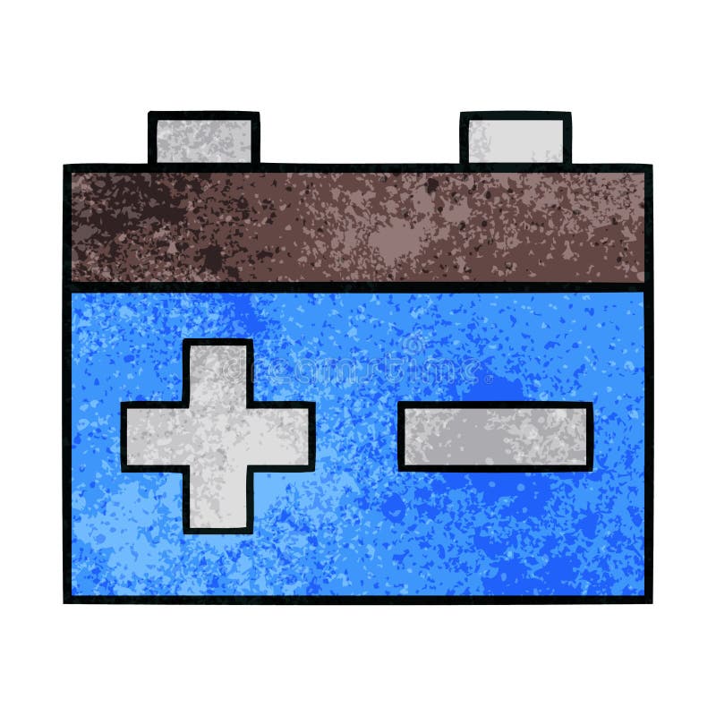 Retro Grunge Texture Cartoon Car Battery Stock Vector - Illustration of ...