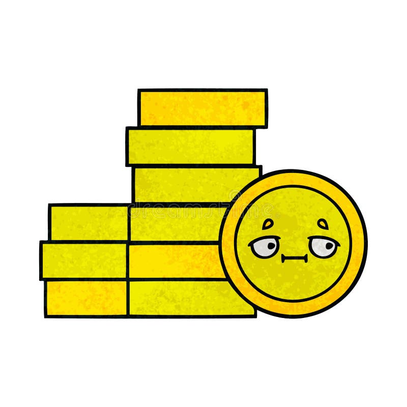 Retro Grunge Texture Cartoon Coins Stock Vector - Illustration of coins ...