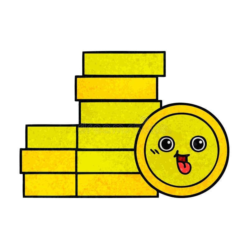 Retro Grunge Texture Cartoon Coins Stock Vector - Illustration of hand ...