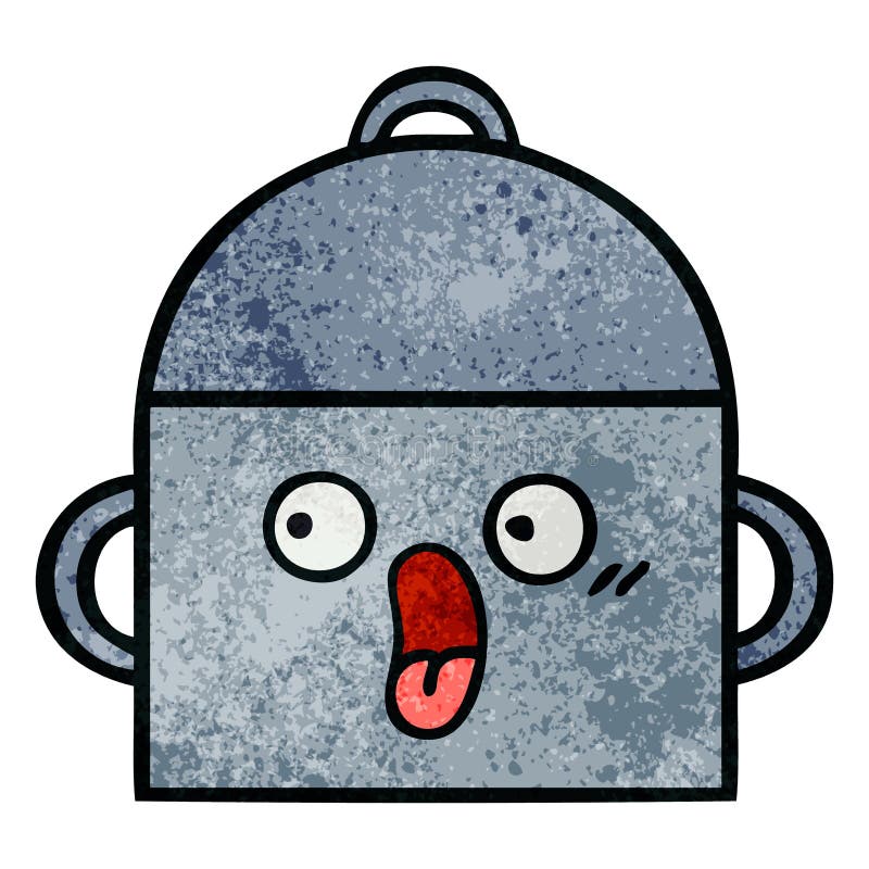 Retro Grunge Texture Cartoon of a Cooking Pot Stock Vector ...