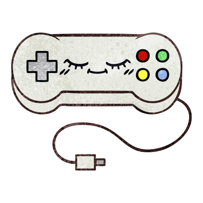 Retro Grunge Texture Cartoon Game Controller Stock Vector ...