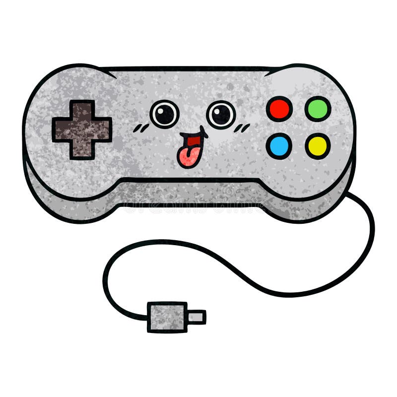 Retro Grunge Texture Cartoon Game Controller Stock Vector ...