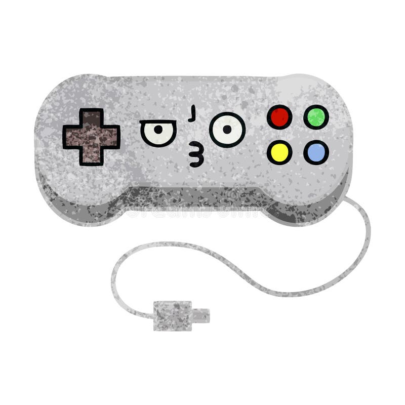 Retro Grunge Texture Cartoon Game Controller Stock Vector ...