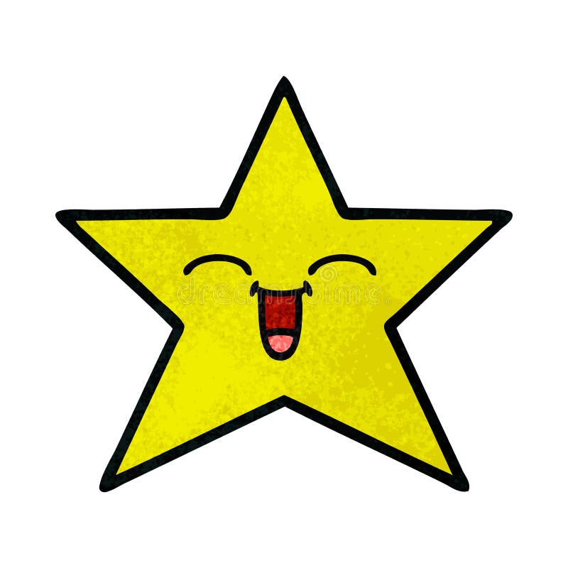 Retro Grunge Texture Cartoon Gold Star Stock Vector - Illustration of ...
