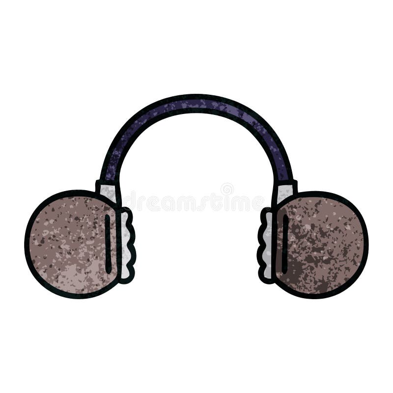 Retro Grunge Texture Cartoon Retro Headphone Stock Vector ...