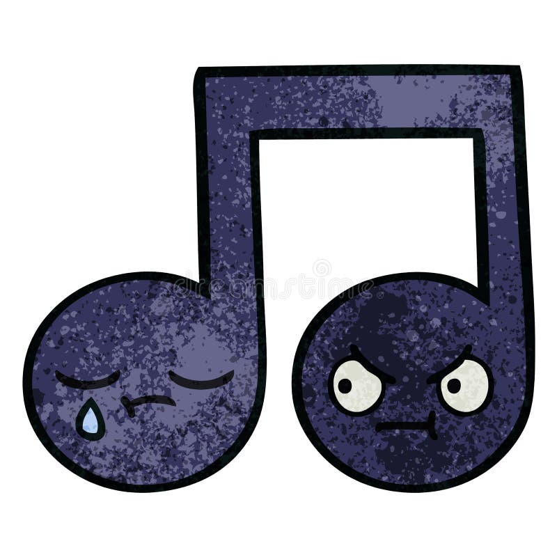 Retro Grunge Texture Cartoon Musical Note Stock Vector - Illustration ...