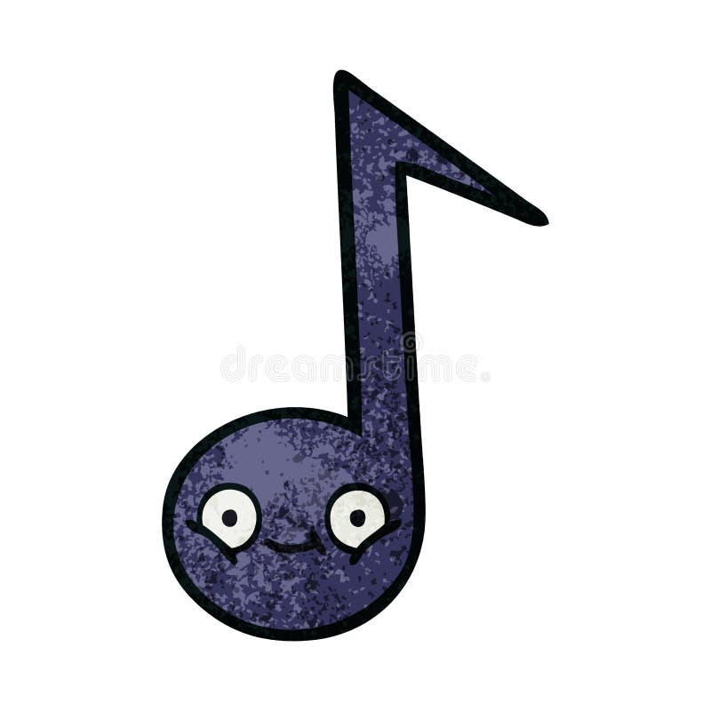 Retro Grunge Texture Cartoon of a Musical Note Stock Vector ...