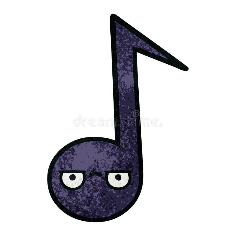 Retro Grunge Texture Cartoon of a Musical Note Stock Vector ...