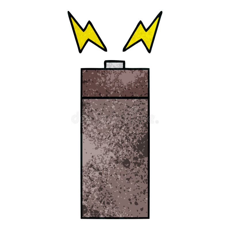 Retro Grunge Texture Cartoon Old Battery Stock Vector - Illustration of ...