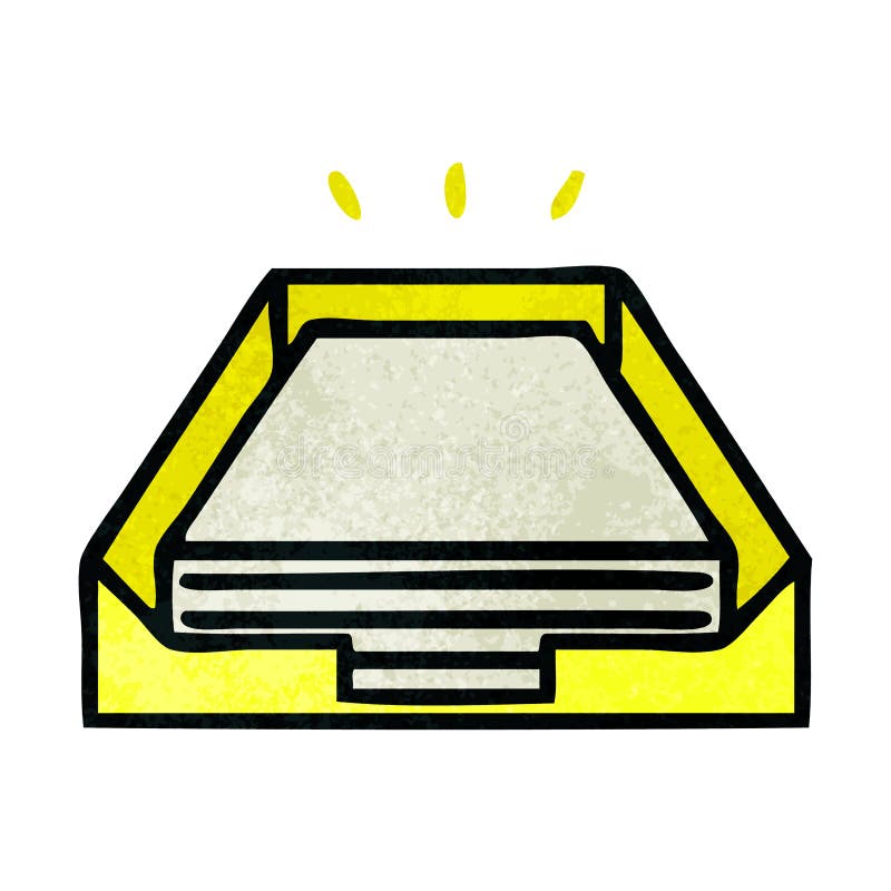 Retro Grunge Texture Cartoon Paper Stack in Tray Stock Vector ...