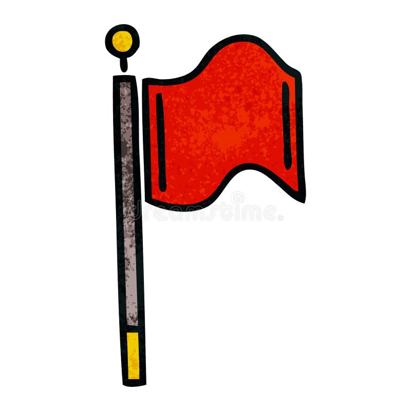 Retro Grunge Texture Cartoon Red Flag Stock Vector - Illustration of ...