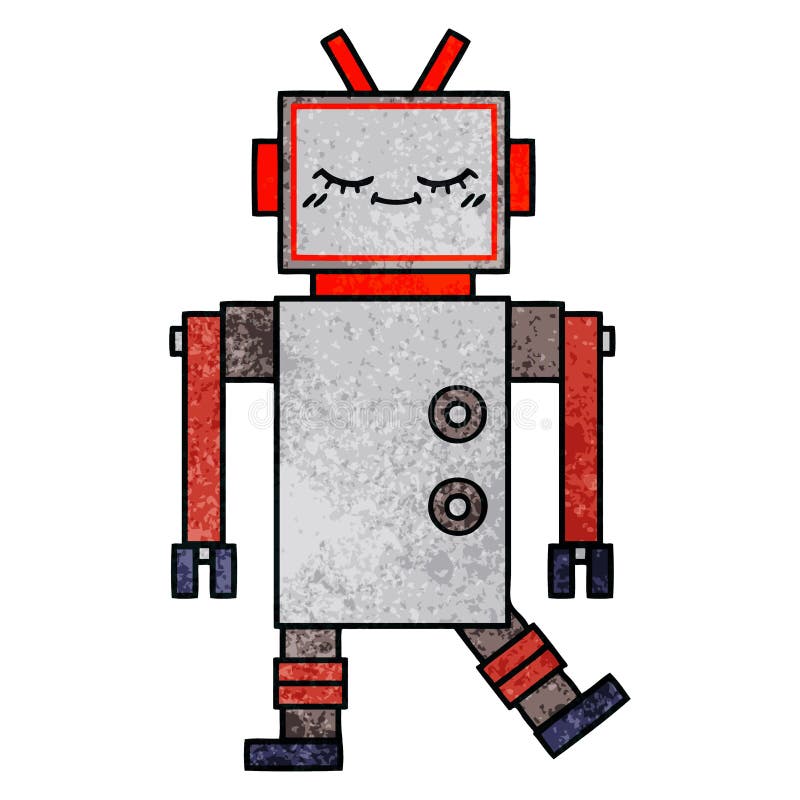 Retro Grunge Texture Cartoon Robot Stock Vector - Illustration of ...