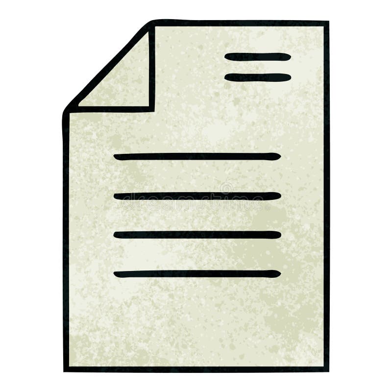 Cartoon Sheet Paper Work Office Education Cute Illustration Retro ...