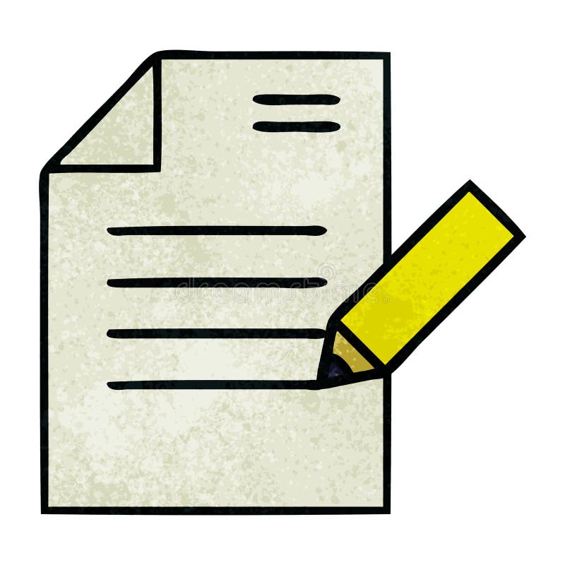 Retro Grunge Texture Cartoon of a of Writing a Document Stock Vector ...