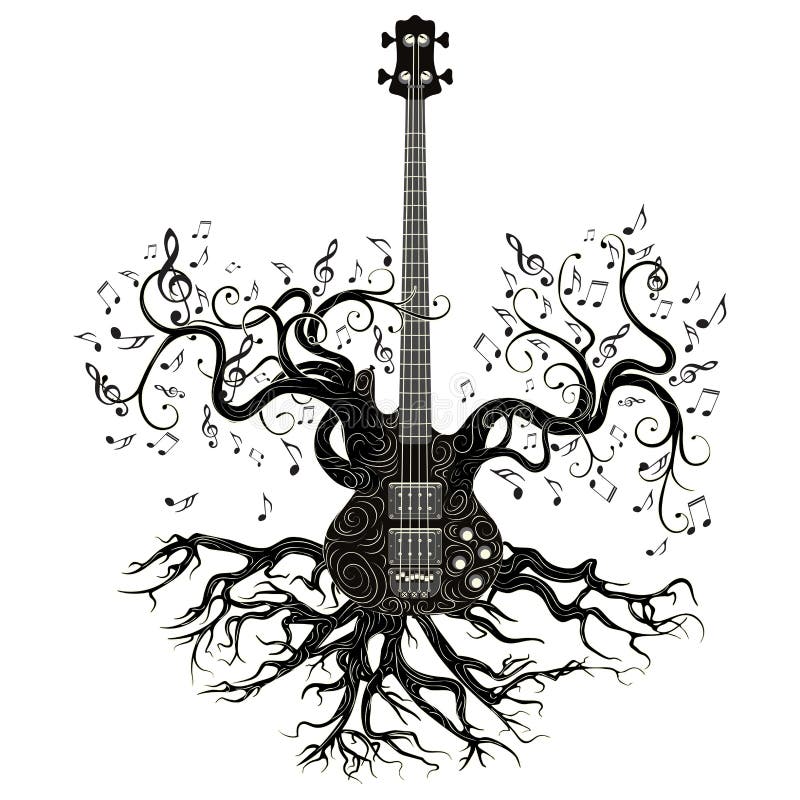 Retro guitar tree stock vector. Illustration of song - 148203724