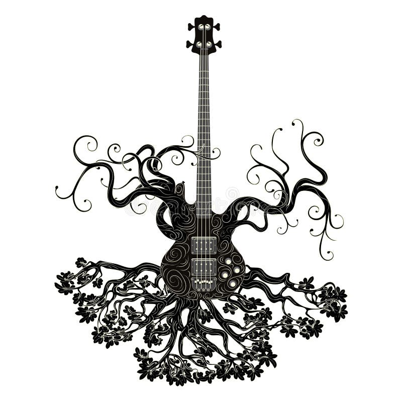 Retro guitar tree stock vector. Illustration of festival - 151706584