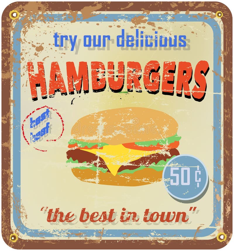 Burger. Poster in American Traditional Vintage Style Stock Vector ...