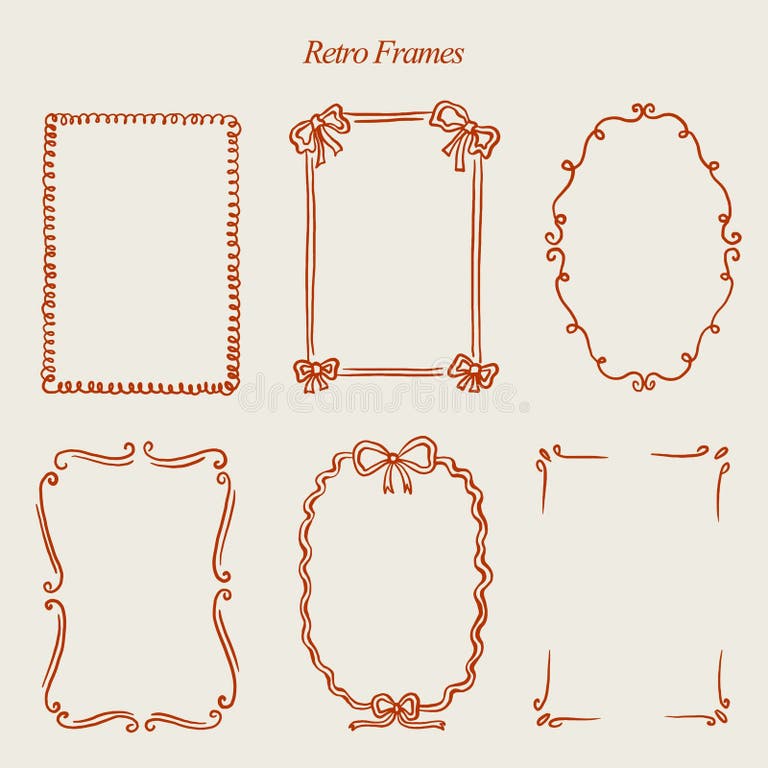 Retro Hand Drawn Vector Frames for Cards, Wedding Invitations, Poster ...