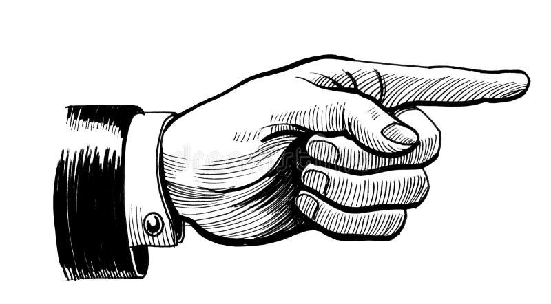 Retro hand pointing right stock illustration. Illustration of male ...