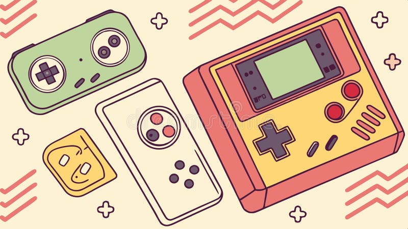 Retro Handheld Game Console, Vintage Gaming Device. Vector Design ...