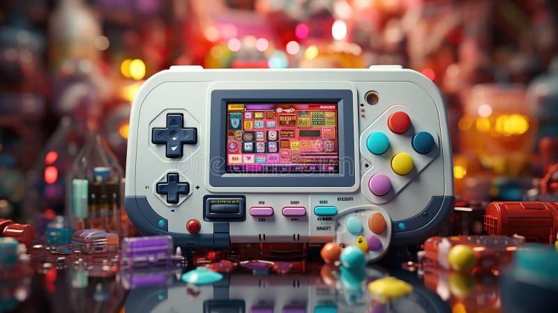 Retro Handheld Gaming Console with Colorful Buttons and Screen ...