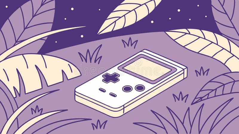 Retro Handheld Gaming Device in Abstract Floral Scene, Vector Design ...