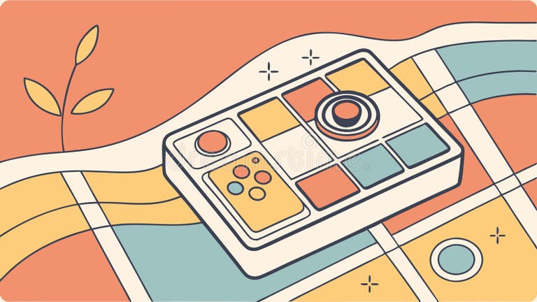 Retro Handheld Gaming Device on an Abstract Wavy Background Vector ...