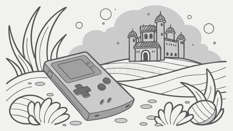 Retro Handheld Gaming Device with Castle Game, Vector Design Generative ...