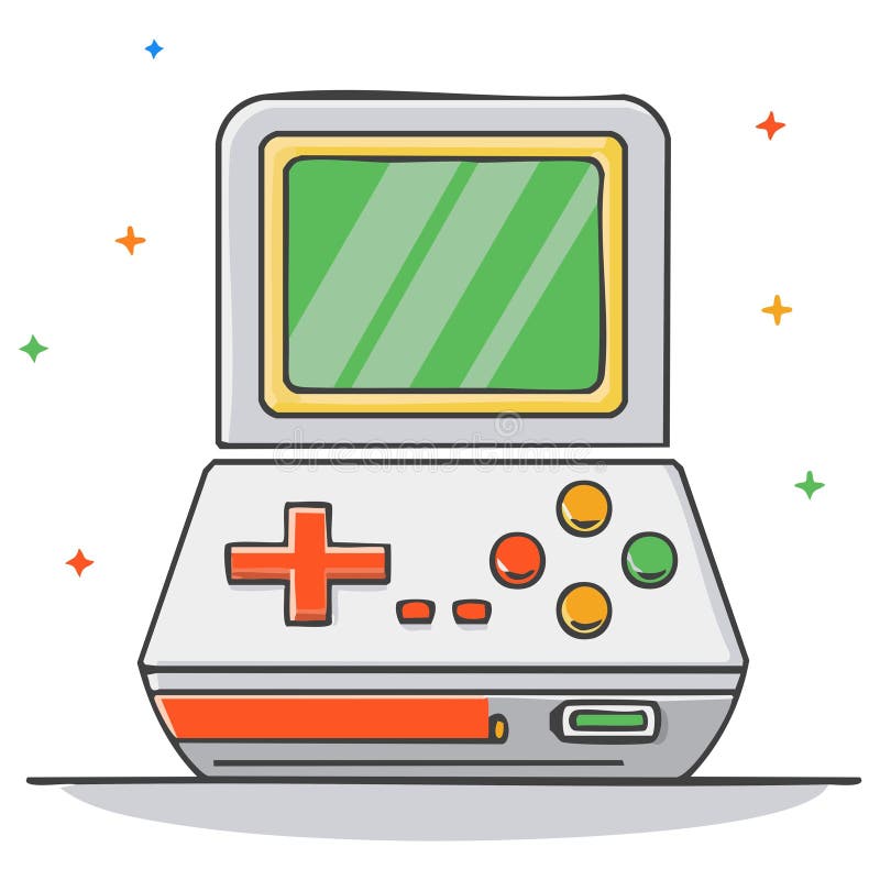 Retro Handheld Video Game Console Cartoon Illustration Stock ...