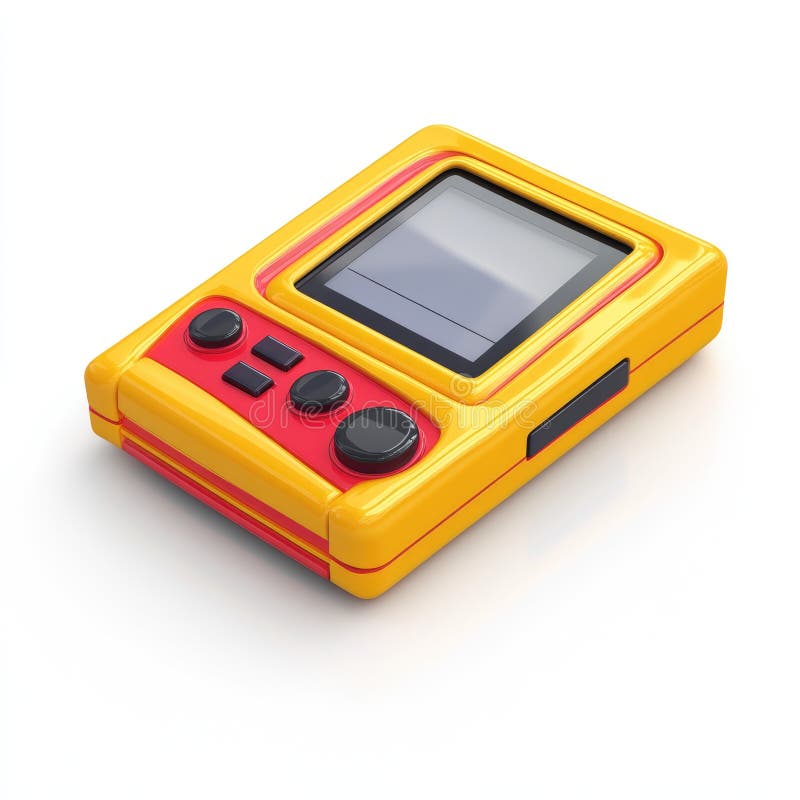Retro Handheld Game Console, Yellow and Red Design Stock Illustration ...