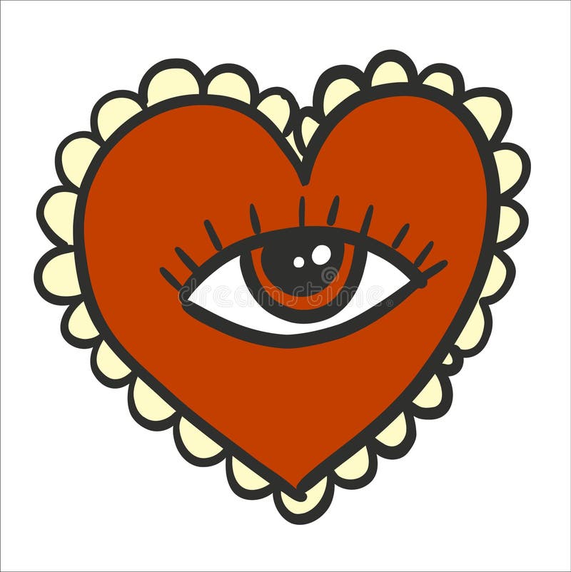 Retro Heart with Eye Isolated on White. Vector Stock Vector ...