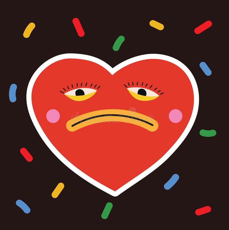 Retro Heart Illustration. Cute Cartoon Heart, Vector Illustration in ...