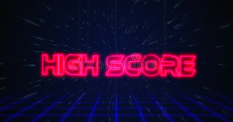 Retro High Score Text Glitching Over Blue and Red Triangles 4k Stock ...