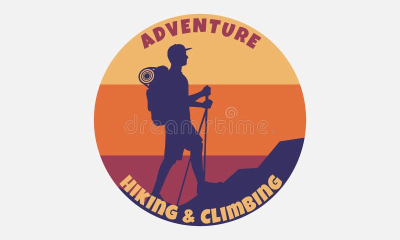 Retro Hiking or Climbing Logo Badge Design Stock Vector - Illustration ...