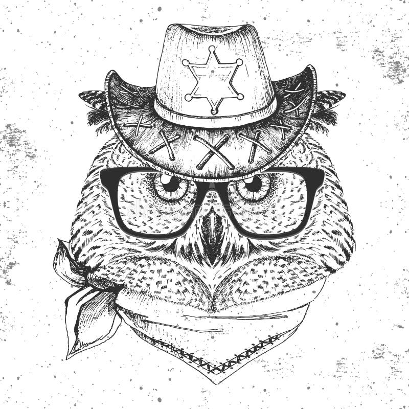 De Uil Van De Hipstervogel De Snuit Van De Handtekening Van Vogeluil ...