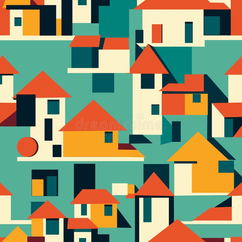 Retro house pattern stock illustration. Illustration of patterns ...