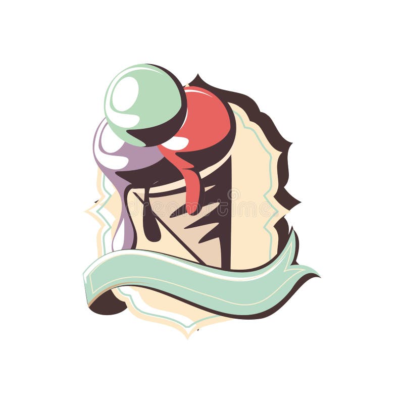 Retro Ice Cream Frame with Ribbon Stock Vector - Illustration of shop ...