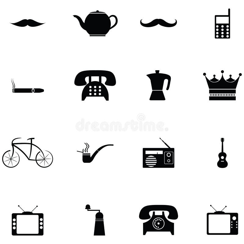 Retro icon set stock vector. Illustration of sticker - 120570652