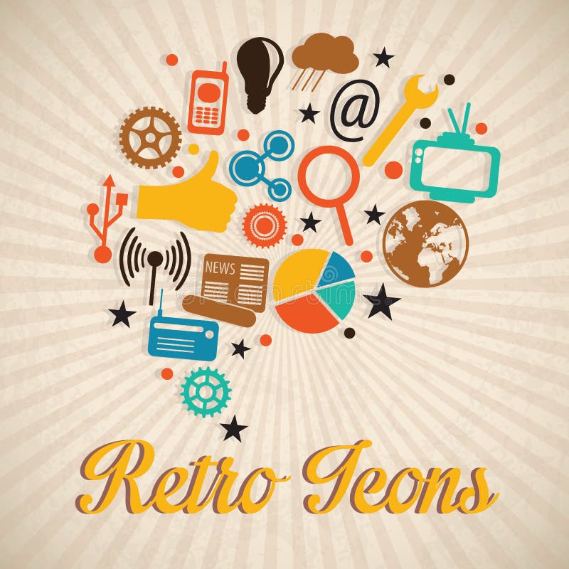 Retro icons set stock vector. Illustration of backdrop - 36990807