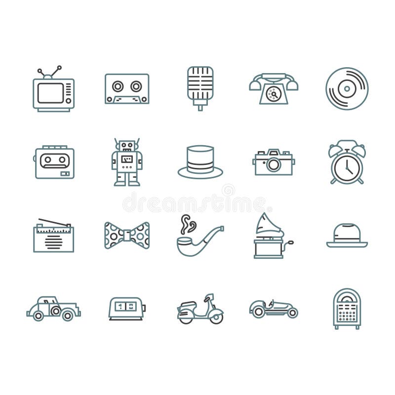 A Retro Icons Illustration. Stock Illustration - Illustration of ...