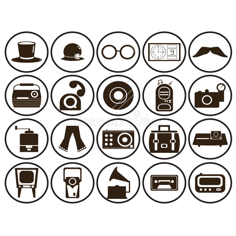 A Retro Icons Illustration. Stock Illustration - Illustration of person ...