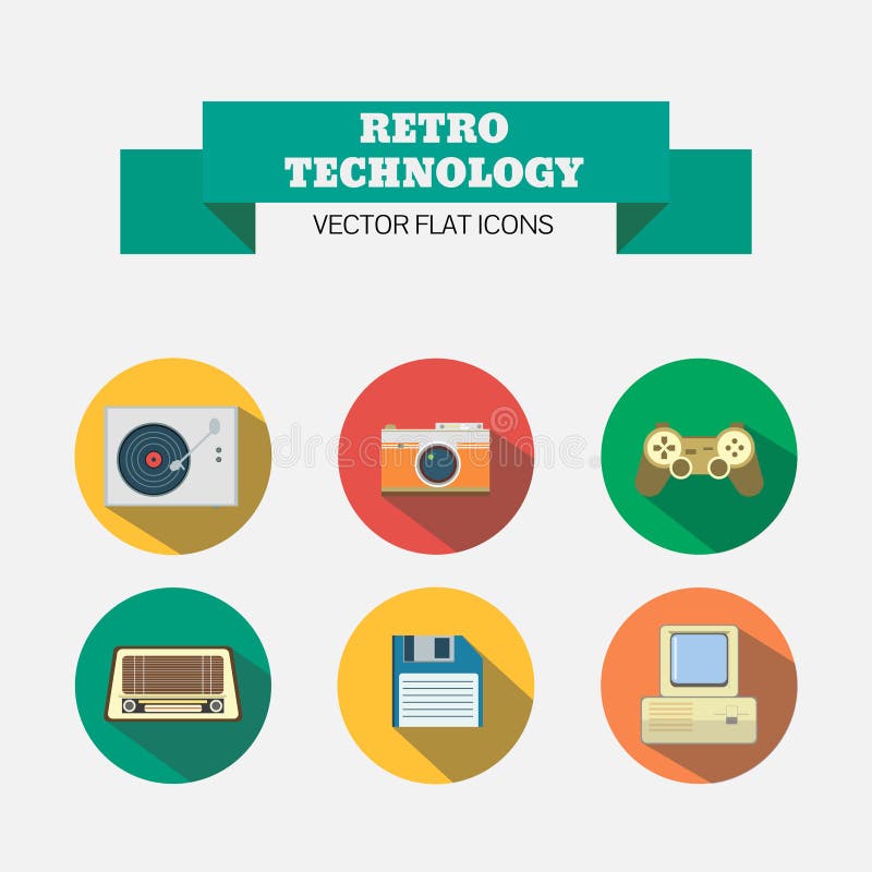 Retro icons set stock vector. Illustration of symbol - 77509453